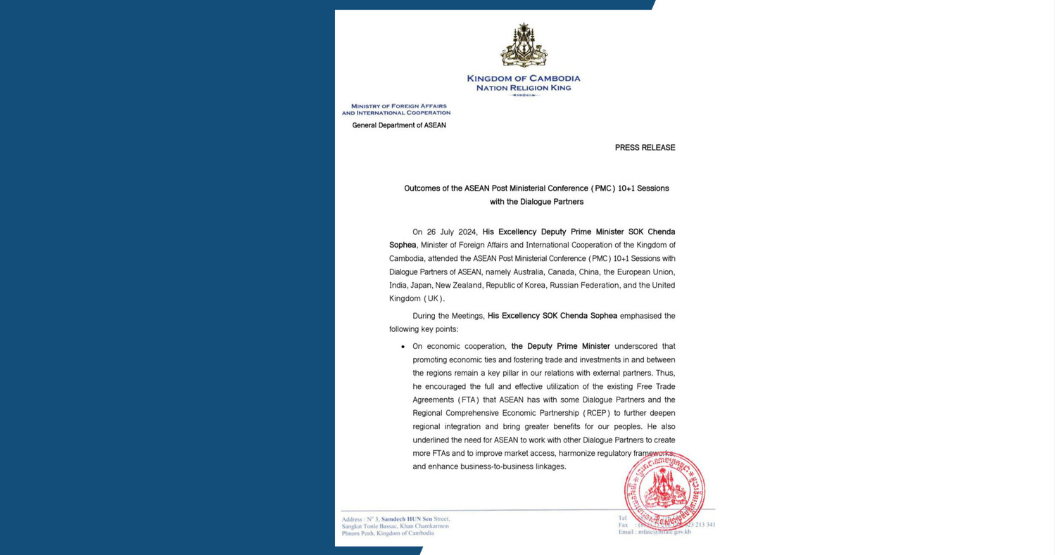 Outcomes of PMC 10+1 Sessions with Dialogue Partners - ក្រសួងព័ត៌មាន